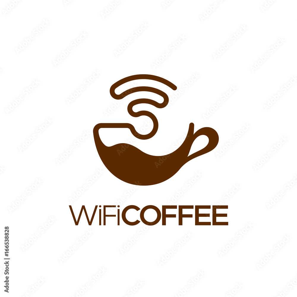 Wifi coffee logo design, isolated vector illustration Stock Vector ...