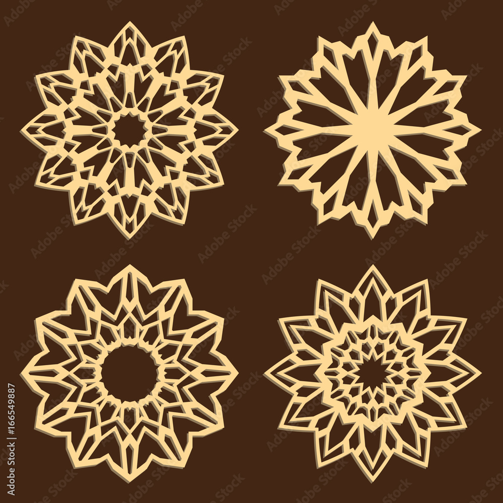 DIY laser cutting patterns. Jigsaw die cut ornaments. Islamic cutout ...
