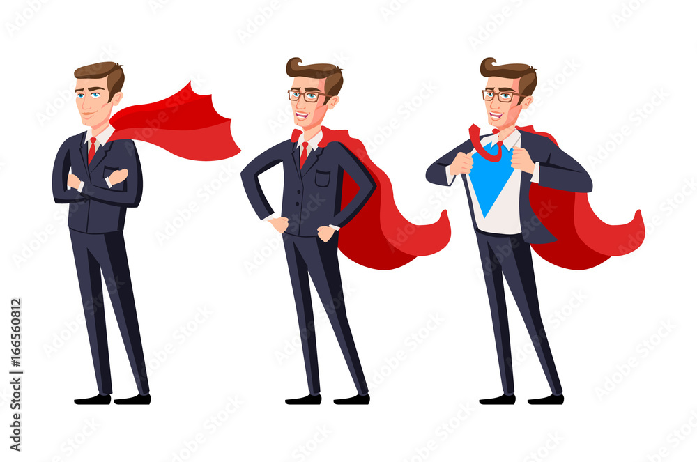super businessman vector men cartoon illustration Stock Vector | Adobe ...