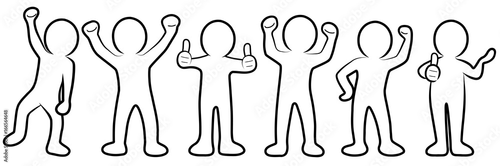 Poster Motivierte und erfolgreiche Business-Strichmännchen / schwarz ...