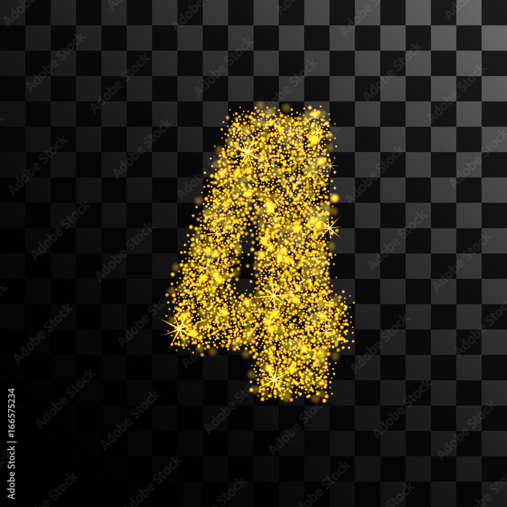 Number four of the gold sparkles and shine. Vector illustration on a ...