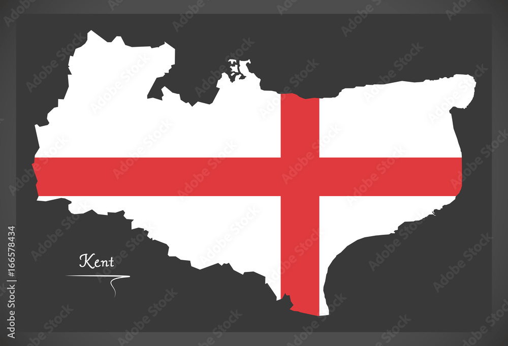 Kent map England UK with English national flag illustration Stock ...