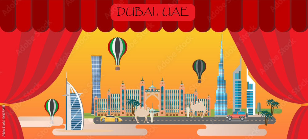 Travel infographic. Dubai infographic tourist sights of UAE, welcome to ...