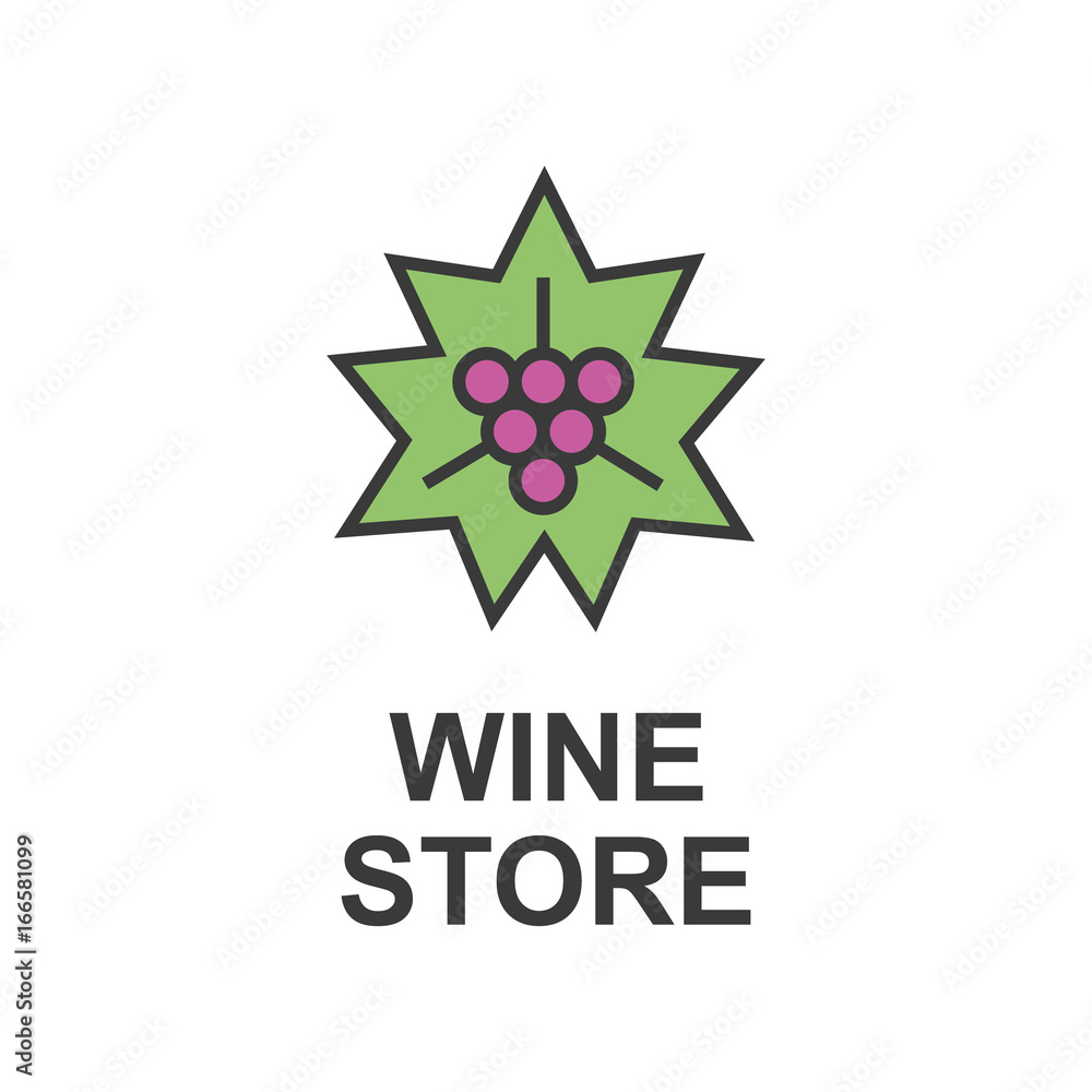 Wine store vector color logo, emblem isolated on white background Stock ...