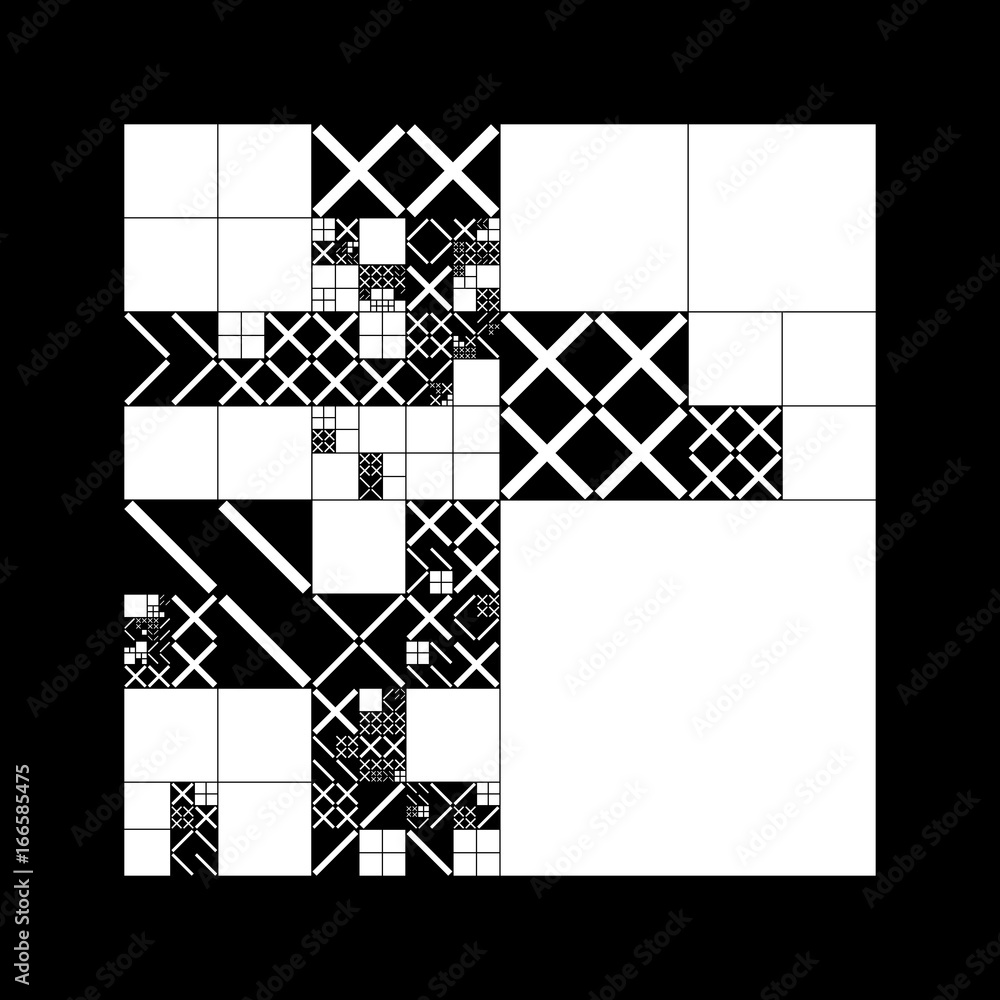 Subdivided grid system with symbols. Randomly sized objects with fixed ...