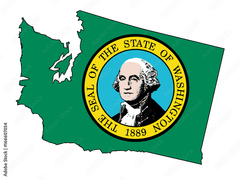 Washington State Outline Map And Flag Stock Vector | Adobe Stock
