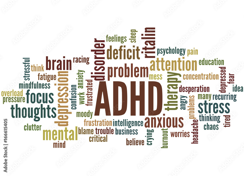 ADHD - Attention Deficit Hyperactivity Disorder, word cloud concept Stock Illustration | Adobe Stock