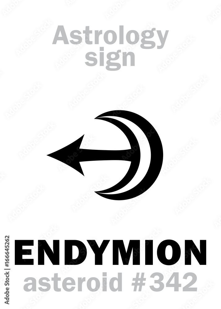 Astrology Alphabet: ENDYMION, asteroid #342. Hieroglyphics character ...