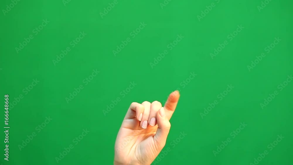 Hand gestures. Touchscreen. Female hand showing multitouch gestures in ...