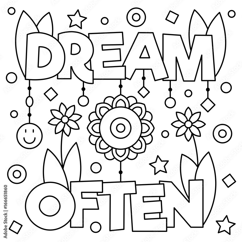 Dream often. Coloring page. Vector illustration. Stock Vector | Adobe Stock