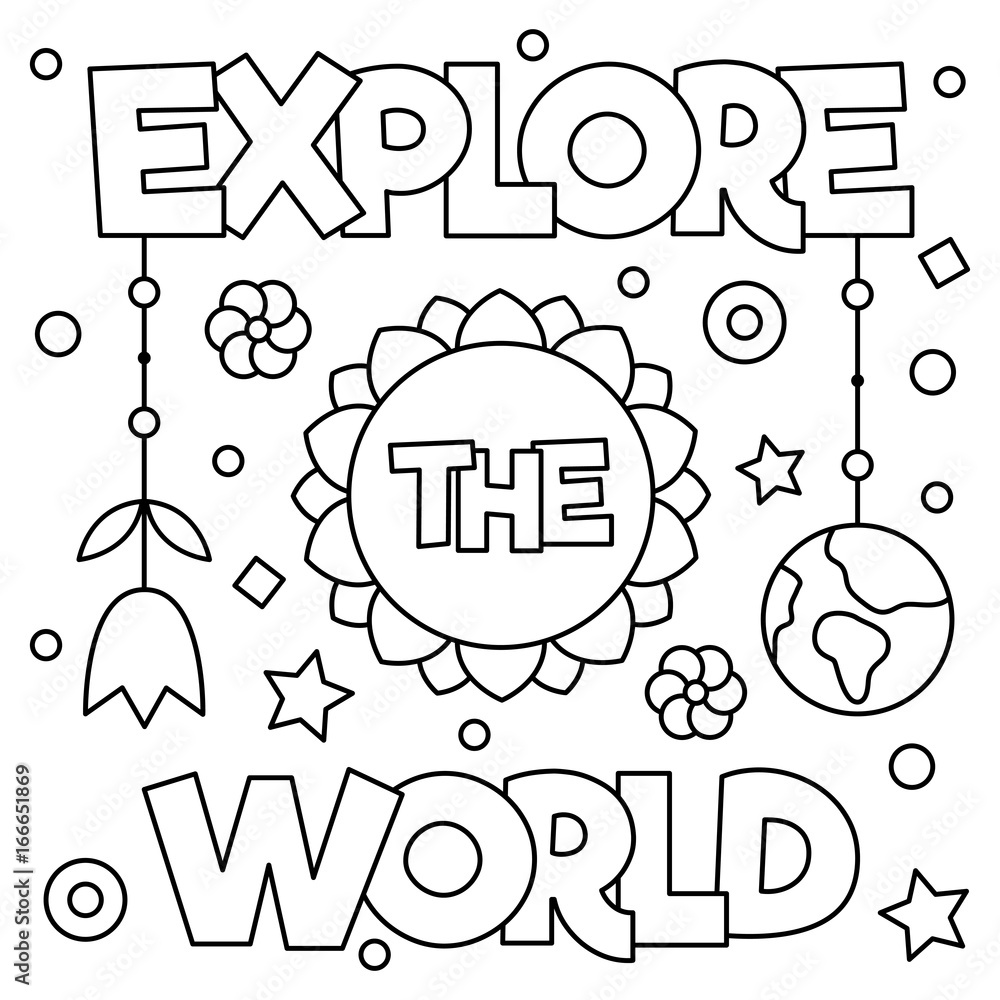 Explore the world. Coloring page. Vector illustration. Stock Vector ...