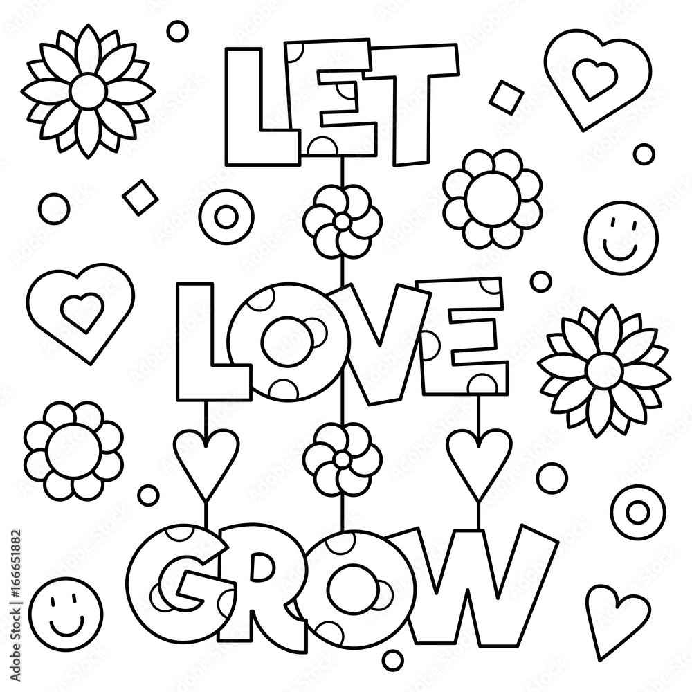 Vetor de Let love grow. Coloring page. Vector illustration. do Stock ...