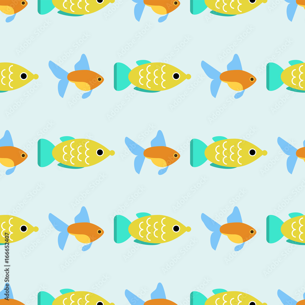 Exotic tropical fish race seamless pattern underwater ocean species ...