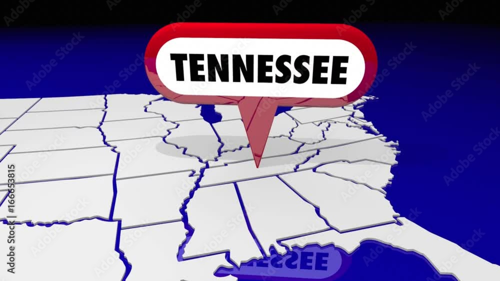 Tennessee TN State Map Pin Location Navigation Destination Stock Video ...