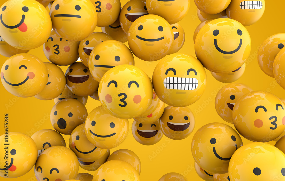 Emoji emoticon character background collection. 3D Rendering Stock ...