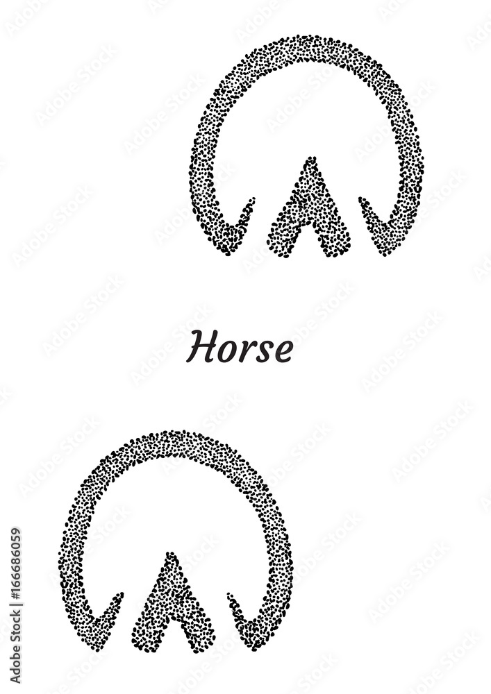 Horse footprint illustration, drawing, engraving, ink, line art, vector ...
