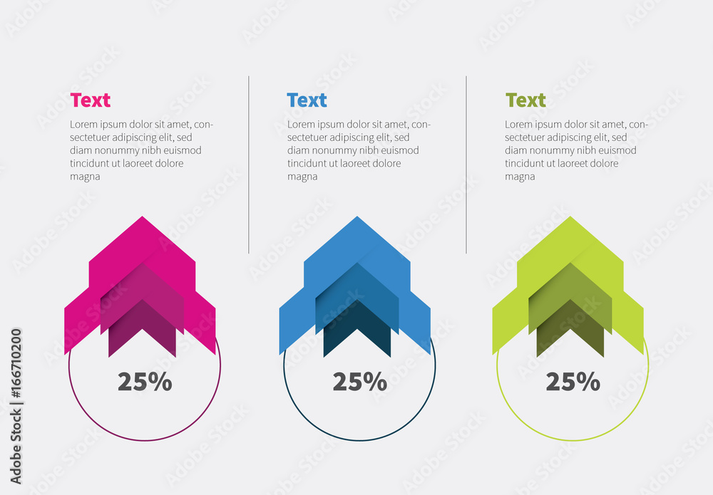 Three Section Colorful Upward Arrows Infographic Layout Stock Template ...