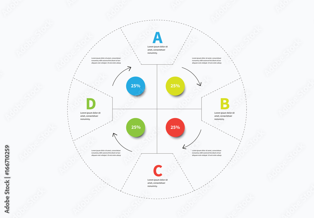 Four Section Circular Infographic Layout 1 Stock Template | Adobe Stock