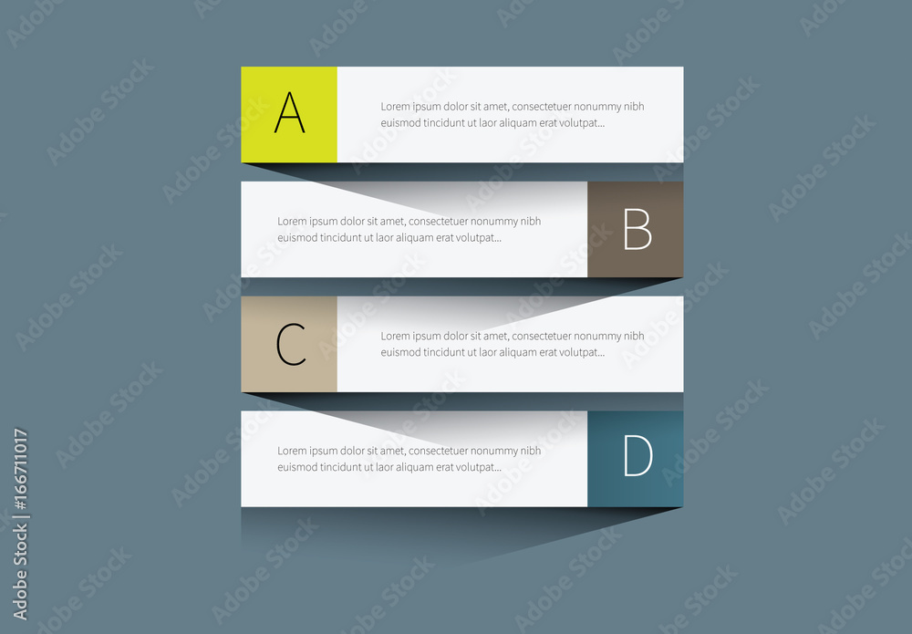 Four Section Lettered Tab Infographic Layout Stock Template | Adobe Stock