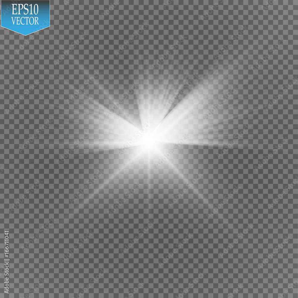 Glow light effect. Starburst with sparkles on transparent background ...