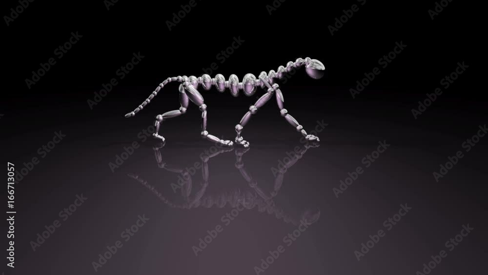 3d rendering , animation of robotic feline, cat, quadruped walking ...