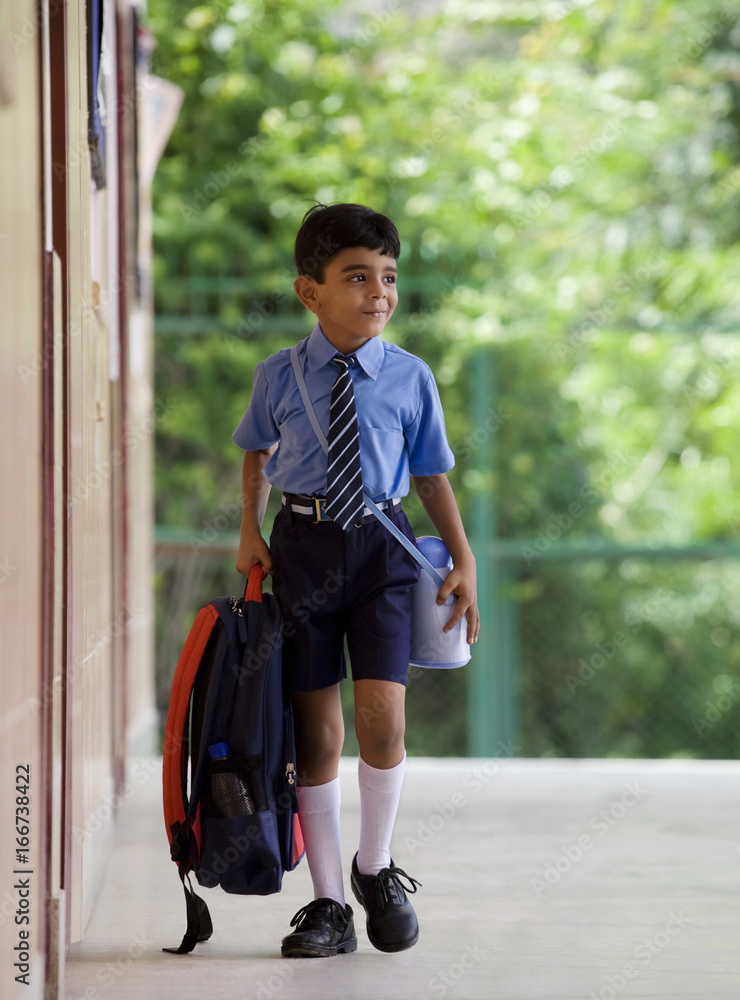 School boy with a school bag Stock Photo | Adobe Stock