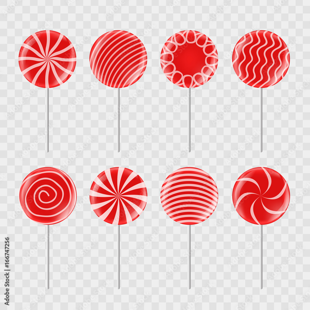 Vector set of realistic isolated red candy on the transparent ...