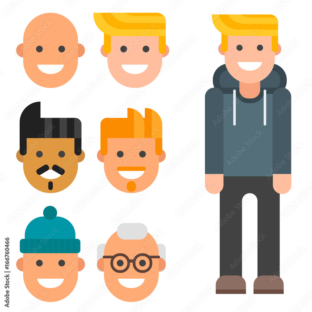 Man constructor body avatar creator vector cartoon character creation ...