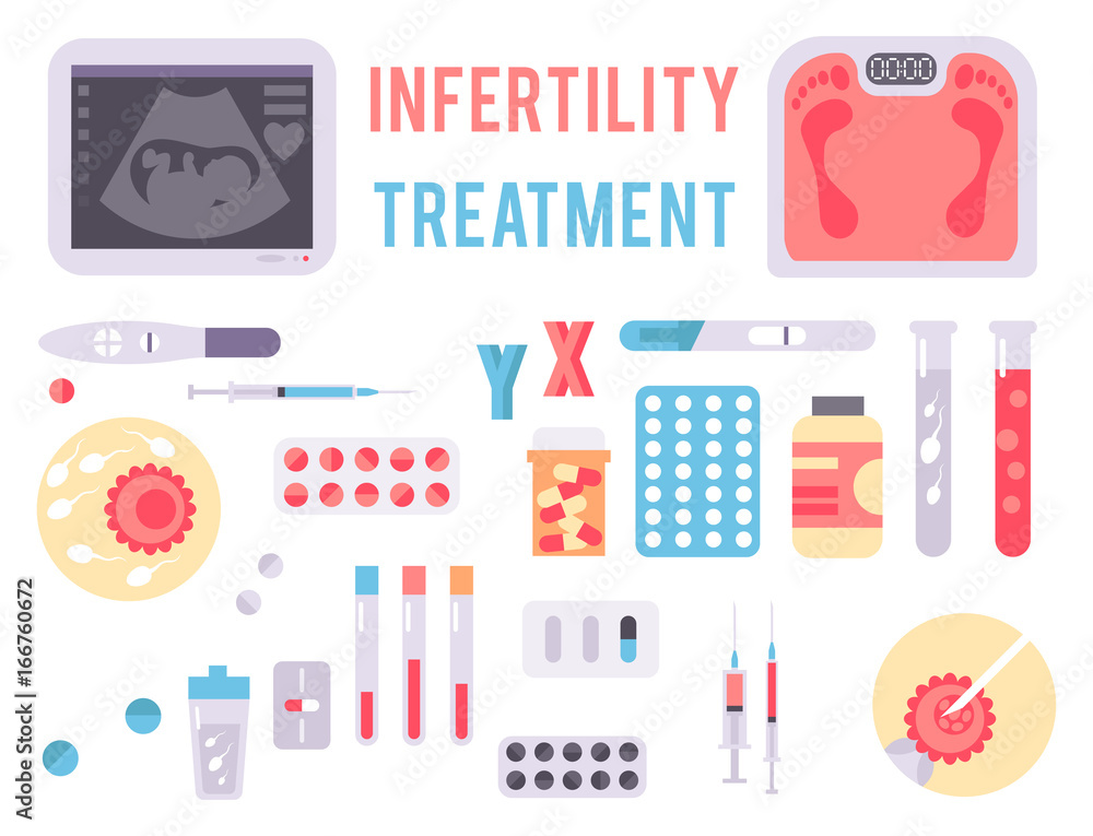 Infertility pregnancy problems medical maternity vector signs treatment ...