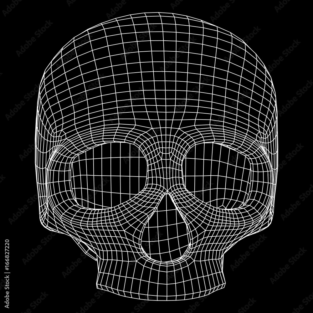 Skull Wireframe Low Poly Mesh. Vector illustration technology live and ...