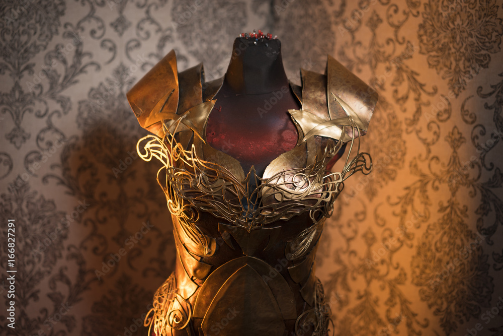 Armor of woman Strong metal breastplate handmade in gold with gothic ...
