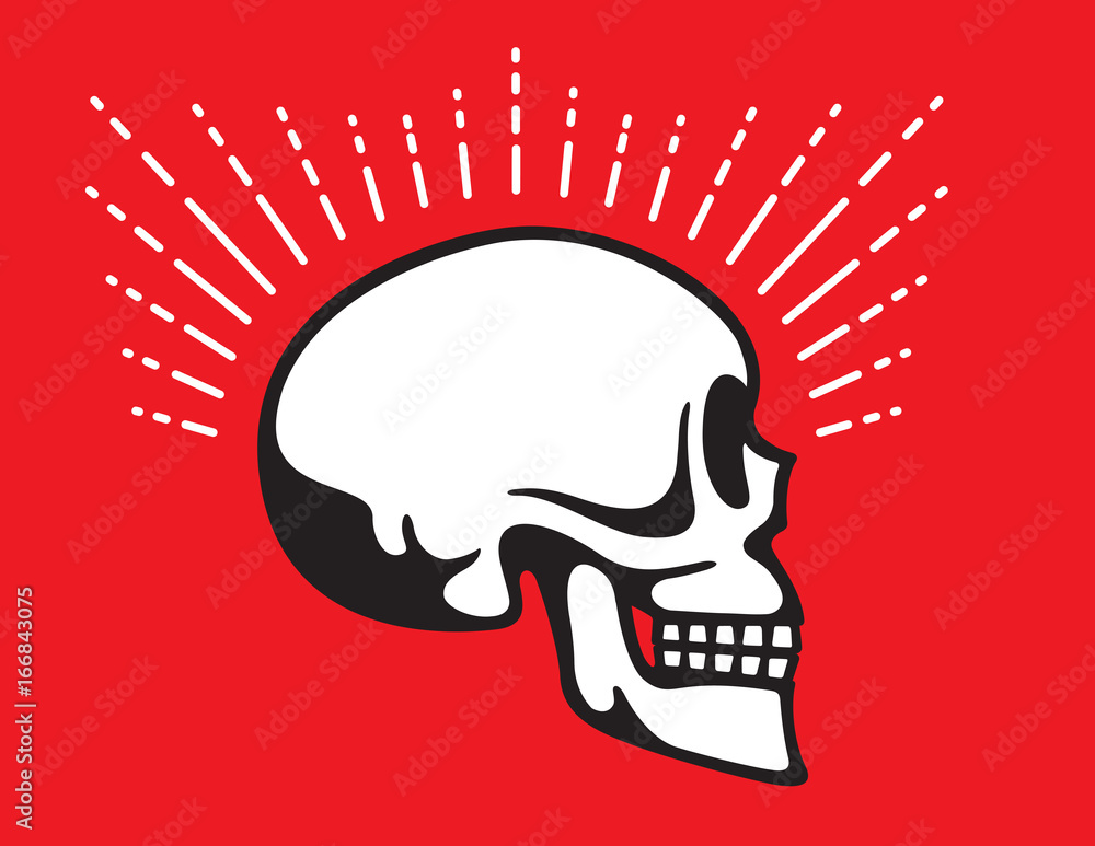 Skull Side View with Glow Line graphic effect Vintage style vector ...