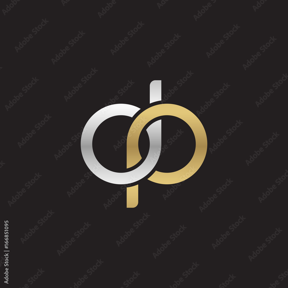 Initial lowercase letter dp, linked overlapping circle chain shape logo ...