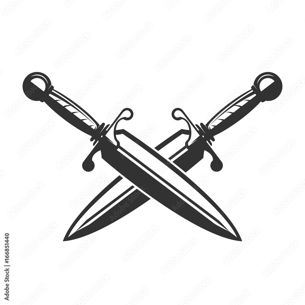 Crossed swords isolated on white background. Design element for logo ...