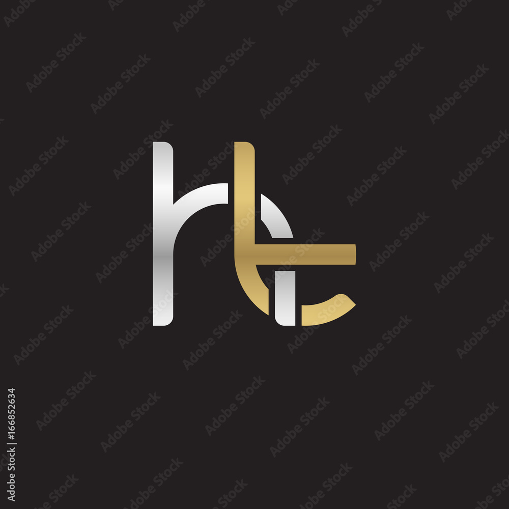 Initial lowercase letter ht, linked overlapping circle chain shape logo ...