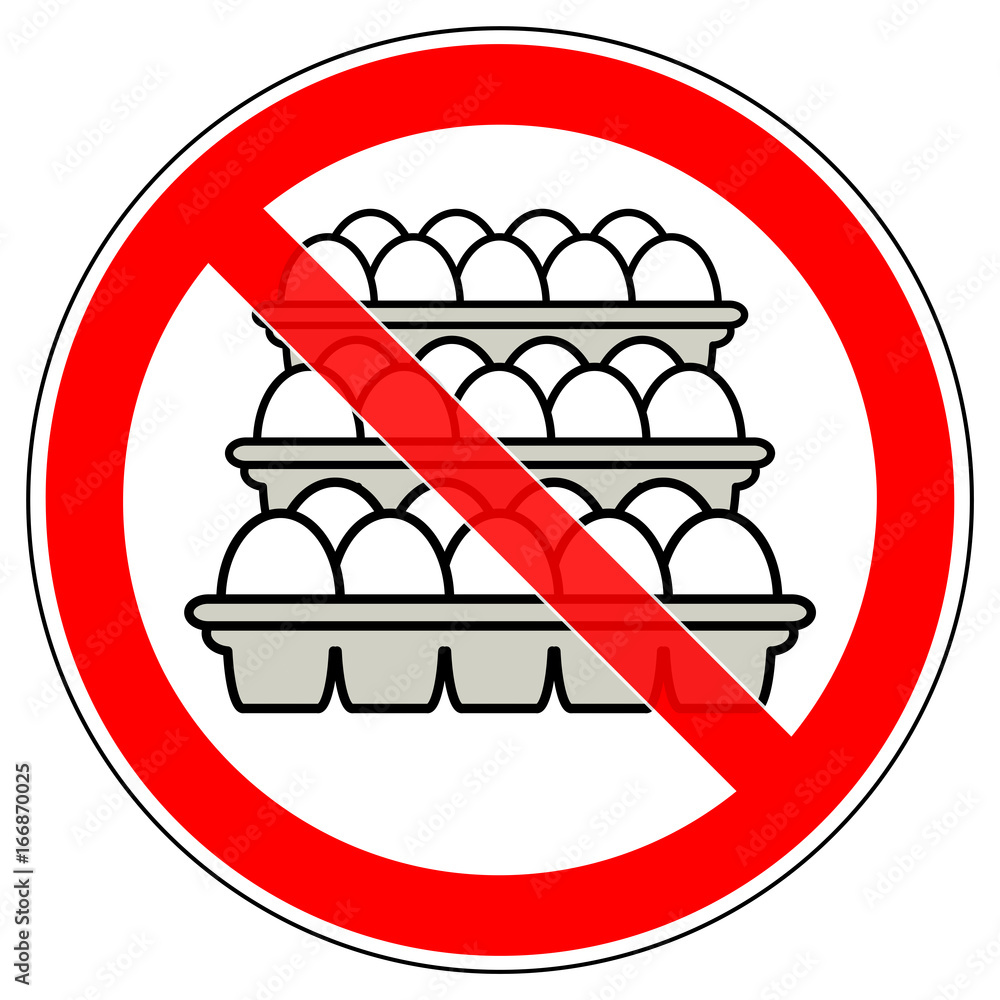 srr245 SignRoundRed - german - Verbotszeichen: Weiße Eier im Pappkarton ...