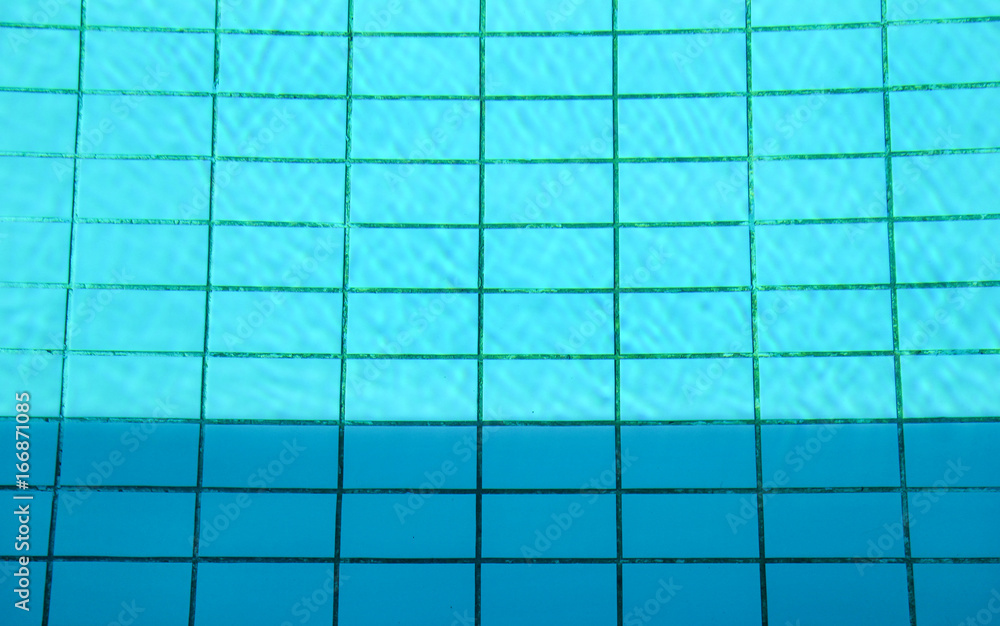 Pattern of sunlight on the bottom of a pool. Poolside pool swimming ...