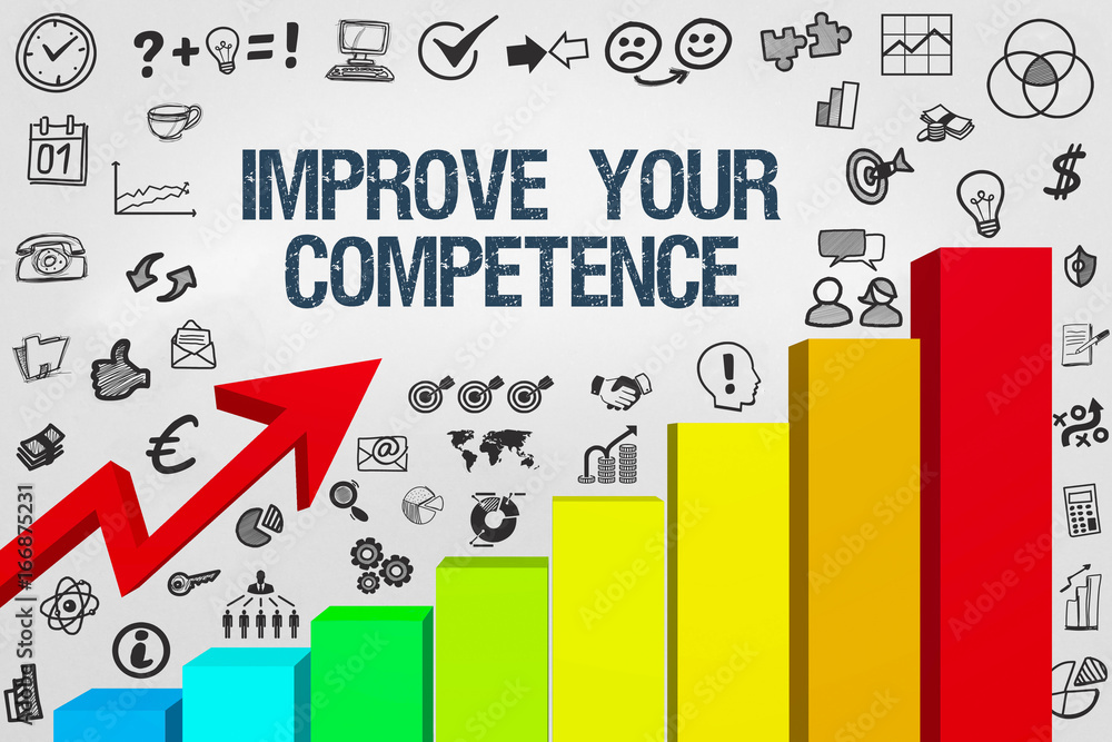 Improve your Competence / Diagramm mit Symbole Stock Illustration ...