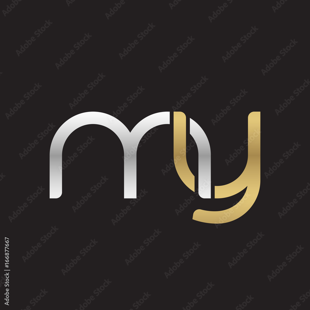 Initial lowercase letter my, linked overlapping circle chain shape logo ...