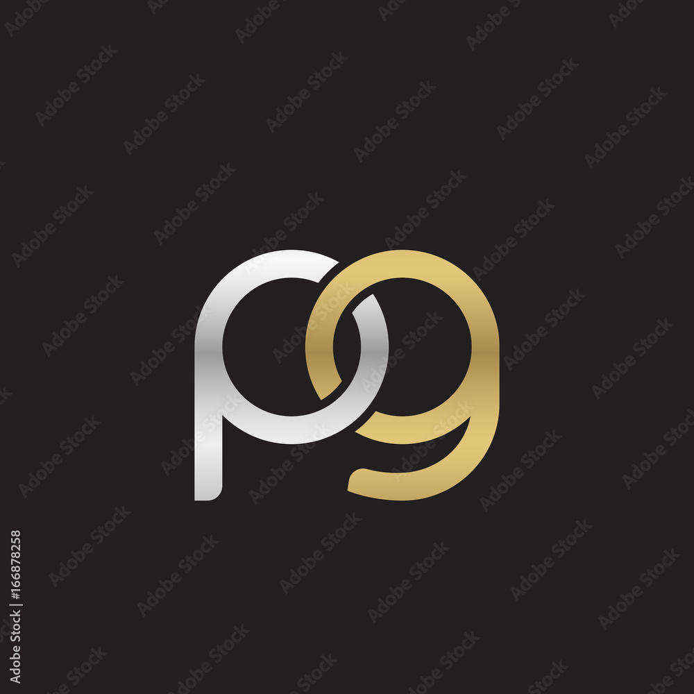 Initial lowercase letter pg, linked overlapping circle chain shape logo ...