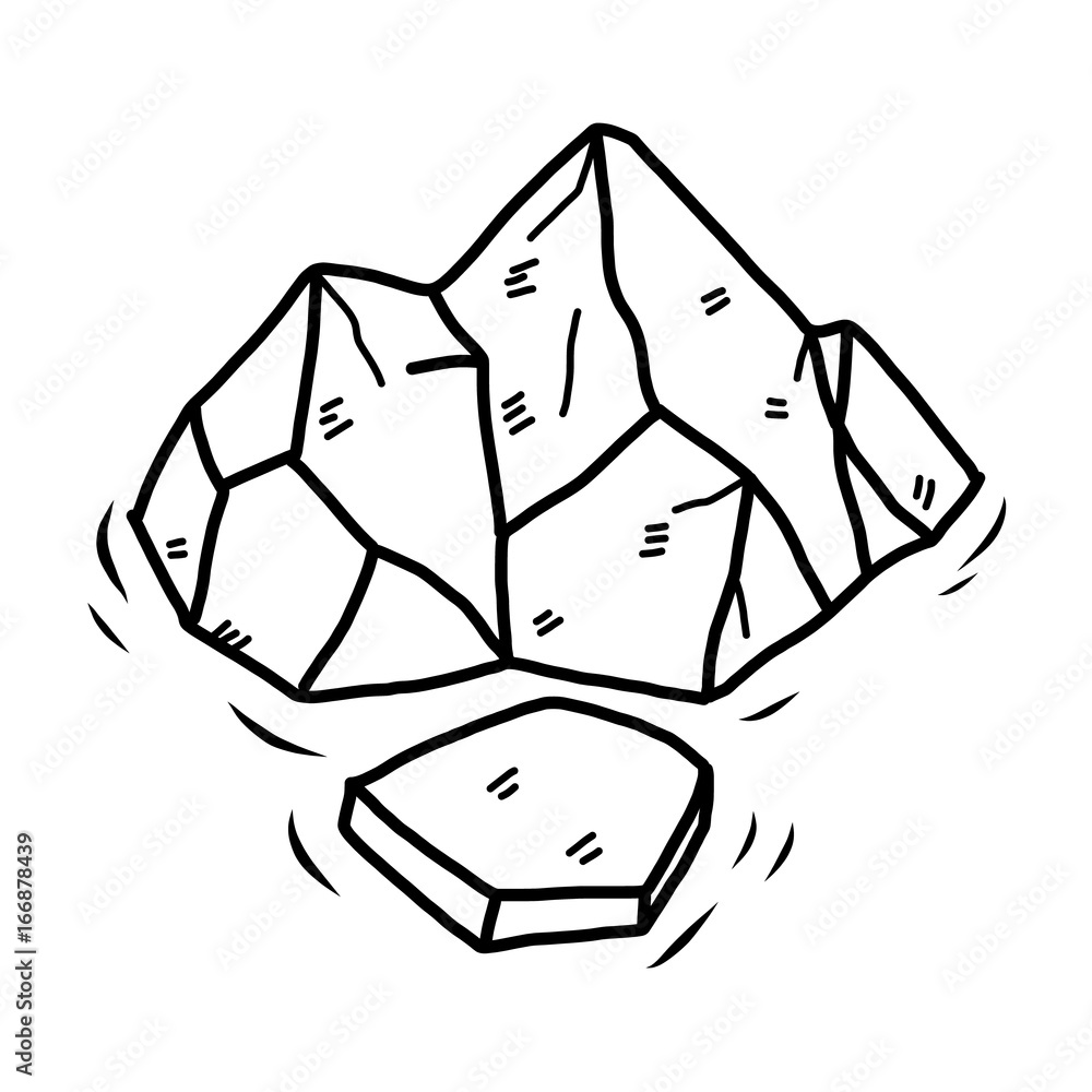 iceberg / cartoon vector and illustration, black and white, hand drawn ...