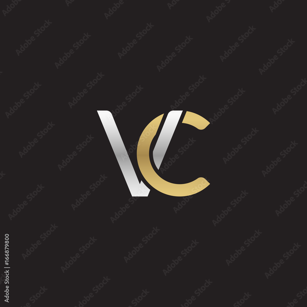 Initial lowercase letter vc, linked overlapping circle chain shape logo ...