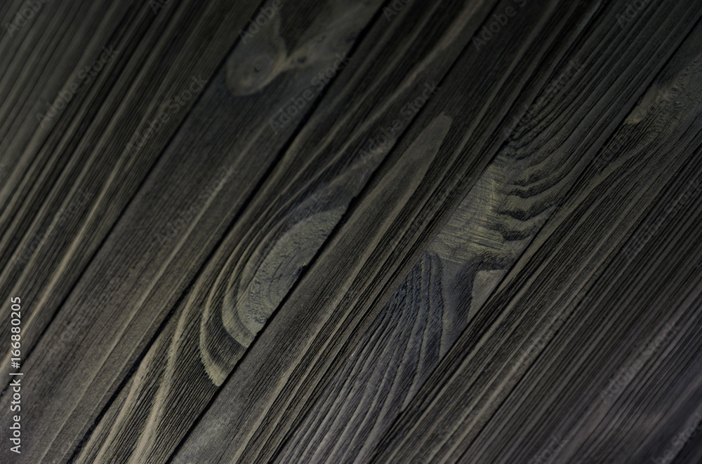 Black Wood Texture close-up. Shield from diagonally directed boards ...