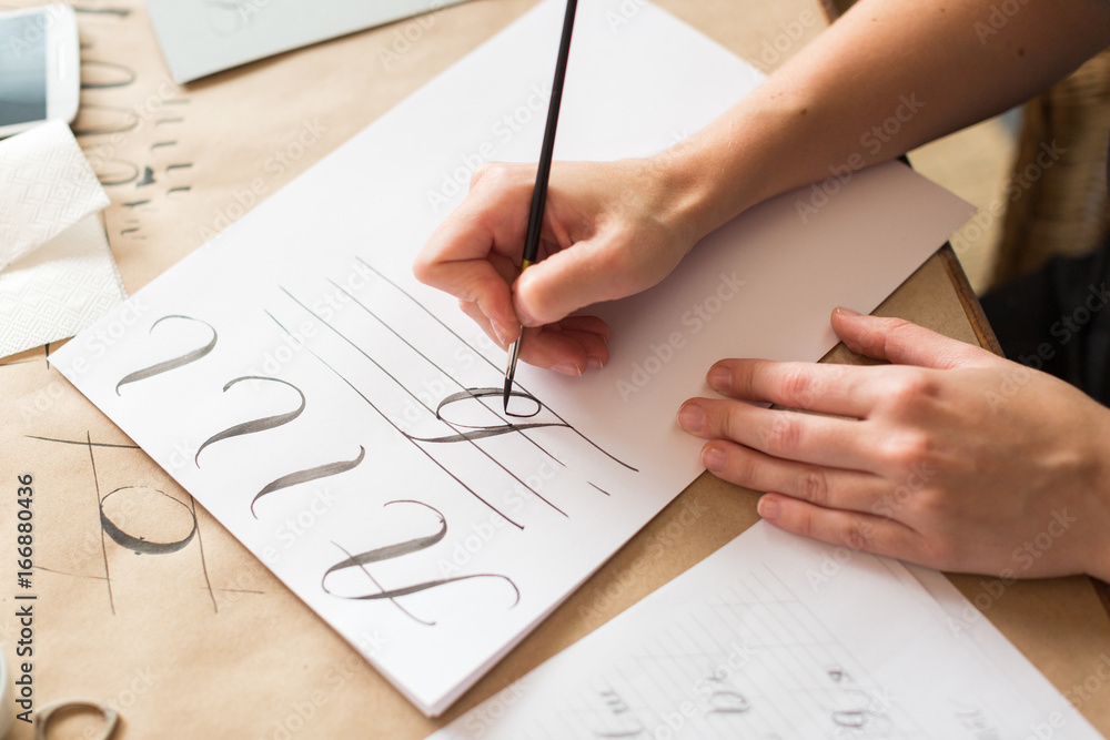 drawing, talent, practice concept. on the thin white paper for copiers ...