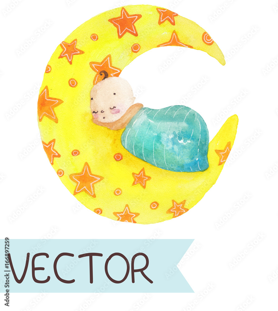 Cartoon illustration of cute sleeping child Stock Vector | Adobe Stock