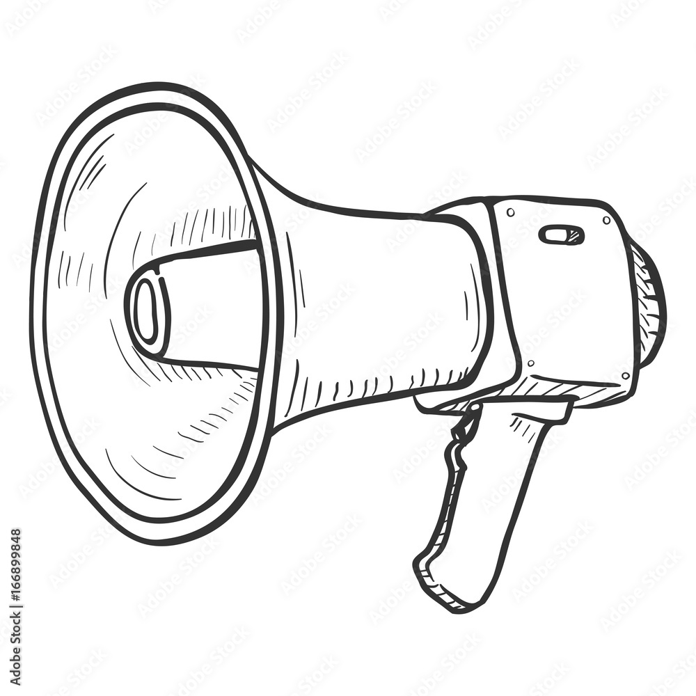 Vector Single Sketch Illustration - Loudspeaker on Isolated White ...