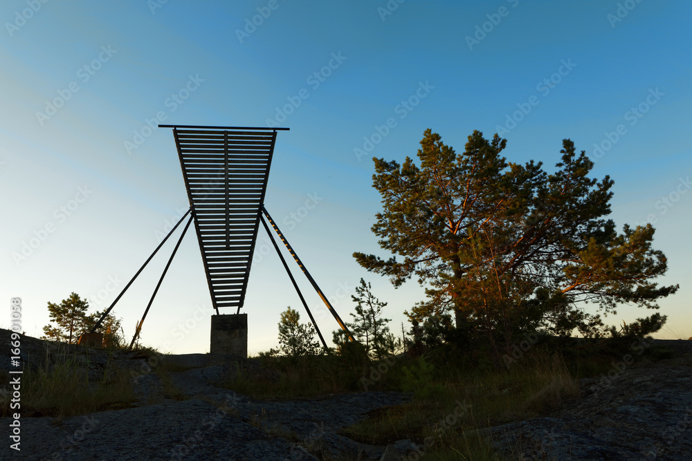 Nautical navigation mark / seamark and islets in the archipelago during ...
