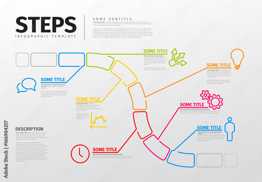 Thin line steps / progress / timeline template Stock Vector | Adobe Stock