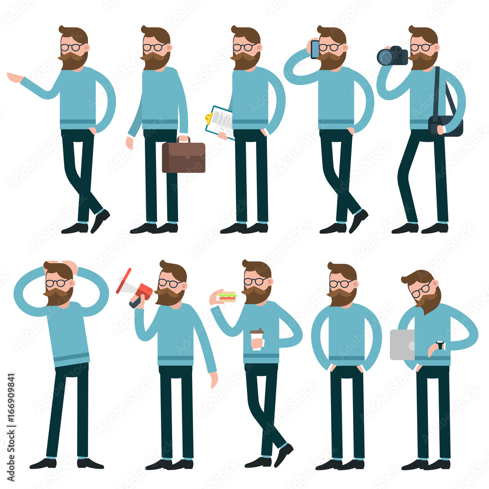 Cartoon men acting with different poses. Stock Vector | Adobe Stock