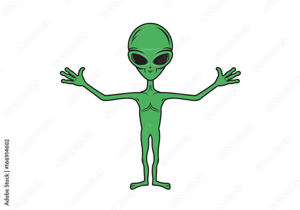 Alien vector image. Alien cartoon character. Alien on a white ...